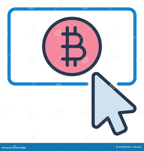 Mouse Cursor On Bitcoin Button Vector Crypto Currency Colored Icon Or Symbol Stock Vector