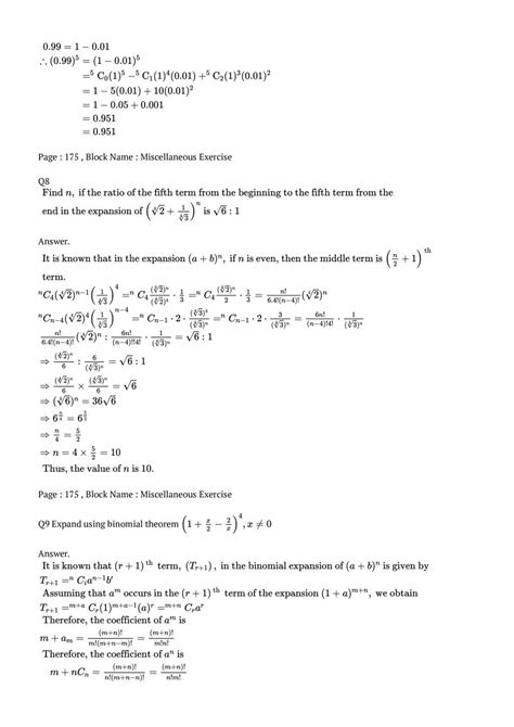 NCERT Solutions For Class 11 Maths Chapter 8 Binomial Theorem