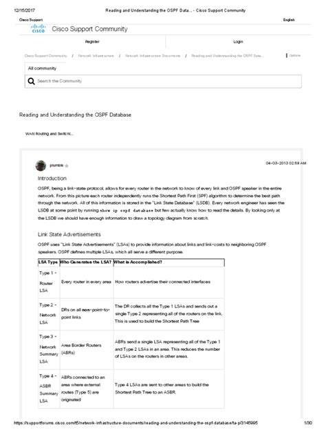 Reading And Understanding The Ospf Database Pdf Pdf Router