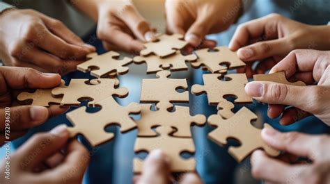 Team Collaboration Puzzle Concept Group Of Hands Coming Together To