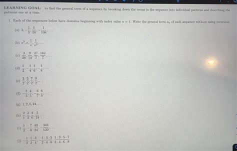 Solved Learning Goal To Find The General Term Of A Sequence