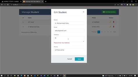 Php Crud Operations With Mysql Database And Bootstrap 4 Youtube