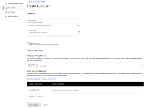 Create App Users Couchbase Docs