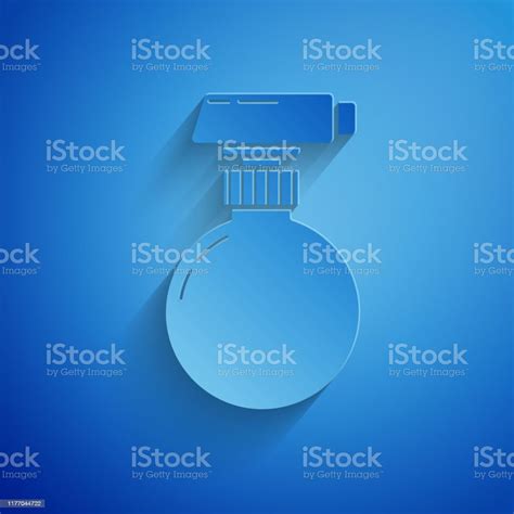 종이 절단 파란색 배경에 분리 세제 액체 아이콘 청소 스프레이 병 종이 아트 스타일입니다 벡터 일러스트레이션 가사 집안일에 대한 스톡 벡터 아트 및 기타 이미지 Istock