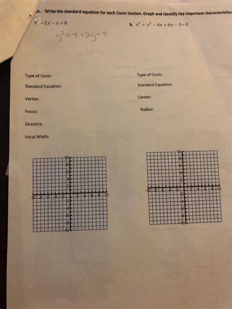 Solved 16 Write The Standard Equation For Each Conic