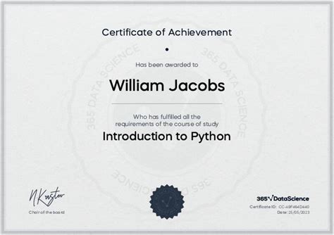 William Jacobs On Linkedin Certificate Of Achievement Introduction To