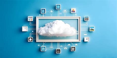 Ai Powered Cloud Computing Frame Innovative Design With Cloud Icons And Data Flow Lines For Tech
