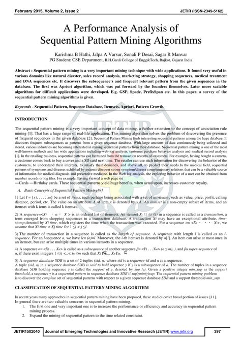 pdf a performance analysis of sequential pattern mining algorithms