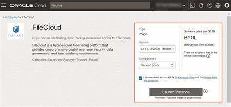 oracle cloud installation filecloud docs server
