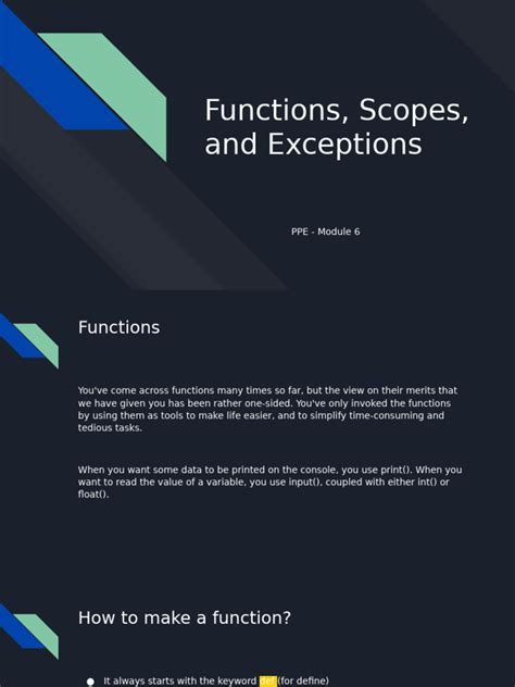 Module 6 Functions Scopes And Exceptions Pdf Parameter