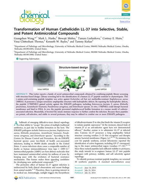 PDF Transformation Of Human Cathelicidin LL Into Selective Stable And Potent