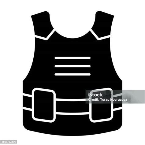 방탄복 단단한 아이콘입니다 방탄 총알 기호로부터 육군 재킷 보호 흰색 배경에 상형 문자 스타일 픽토그램 군사 기호 모바일 개념