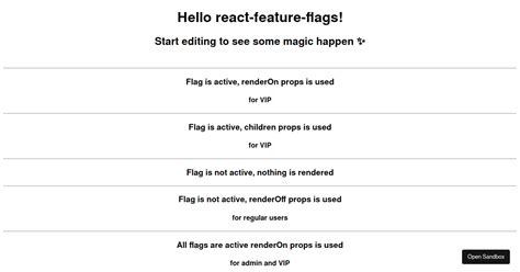 React Feature Flags Examples Codesandbox