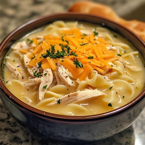 Creamy Cheesy Chicken Noodle Soup In Under 30 Minutes Wilingga Recipes