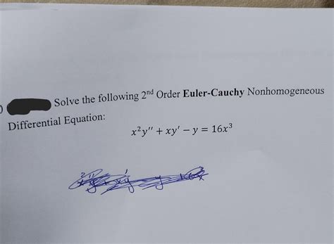 Answered Solve The Following 2nd Order Euler Cauchy Nonhomogeneous Answered Solve The Following 2nd Order Euler Cauchy Nonhomogeneous