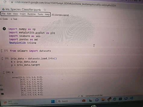 Succesfully Completed Task3 Iris Flower Classification From Bharat… Karthik Vernekar