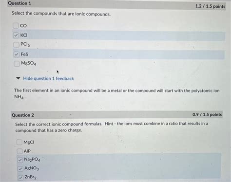 Solved Select The Compounds That Are Ionic Compounds CO KCl Chegg Com