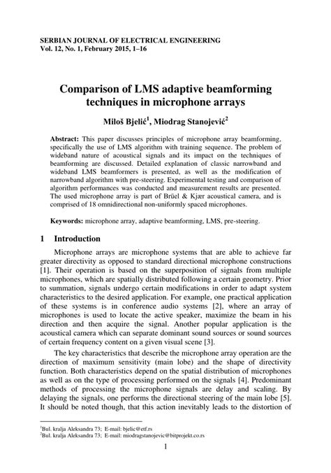 Pdf Comparison Of Lms Adaptive Beamforming Techniques In Microphone