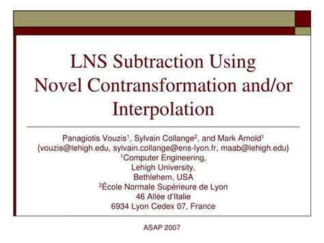 Ppt Lns Subtraction Using Novel Contransformation Andor