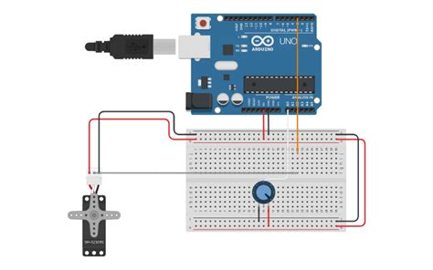 Circuit Design Servo Motor Tinkercad