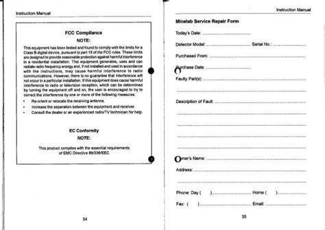 Instruction Manual Minelab Relic Hawk Metal Detector English Language