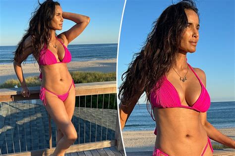 Padma Lakshmi 54 Rocks Hot Pink String Bikini After Bigger Breast