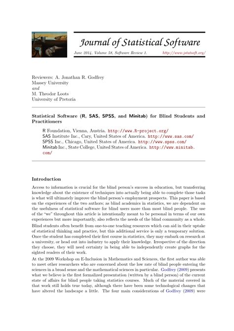 Pdf Statistical Software R Sas Spss And Minitab For Blind