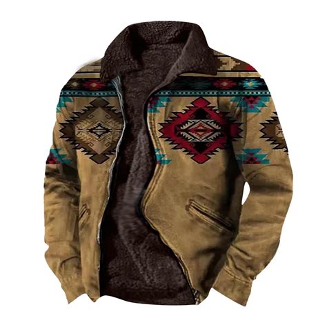 Guisaled Mens Western Jacket 2025 Fuzzy Fleece Lined Vintage Winter