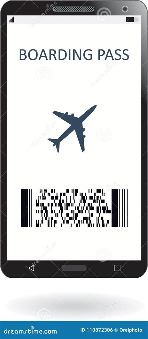 Mobile Phone With Electronic Boarding Pass Ticket Stock Vector
