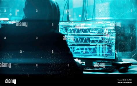 Animation Of The Unrecognizable Computer Hacker In Black Jacket With