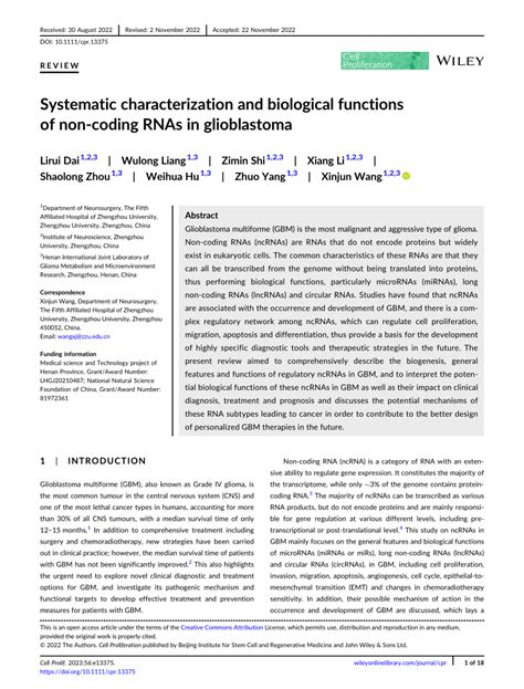 Pdf Systematic Characterization And Biological Functions Of Non