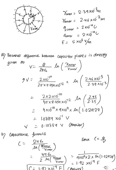 [solved] A Capacitor Is Constructed Of Two Concentric Conducting Course Hero