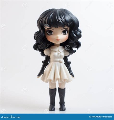 Stylistic Manga Doll Artgerm Inspired Black And White Collectible Stock Illustration