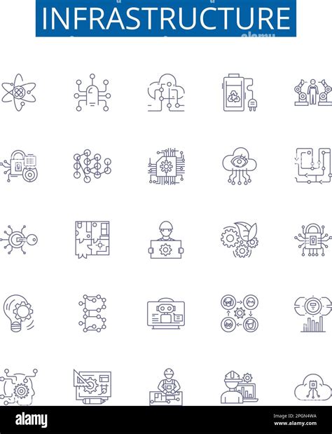 Infrastructure Line Icons Signs Set Design Collection Of Buildings