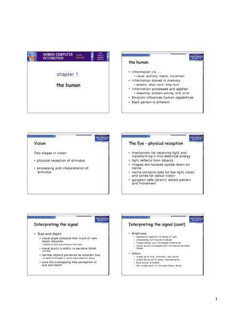 Chap1 Human Computer Interaction Chapter 1 Chapt Er 1 The Human The Human • I Nform At Ion I