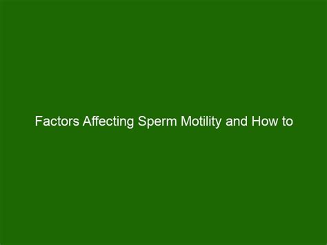 Factors Affecting Sperm Motility And How To Improve It Health And Beauty