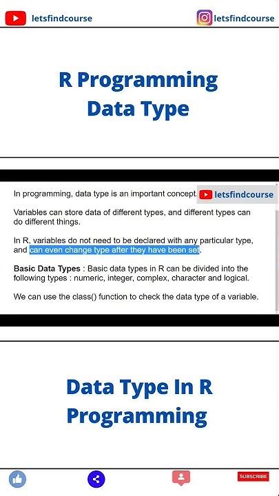 data type in r programming language rprogramming youtube