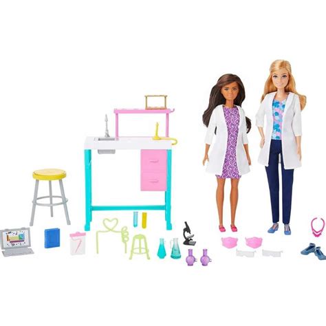 Barbie Science Lab Playset With 2 Dolls Lab Bench And 10 Accessories