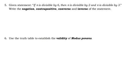 solved 5 given statement if n is divisible by 6 then n