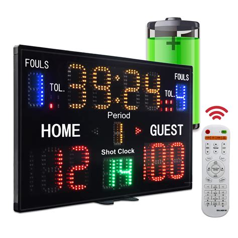 Buy Battery Powered Electronic Basketball Scoreboard With Clock 12 14 24 30s Custom Clock