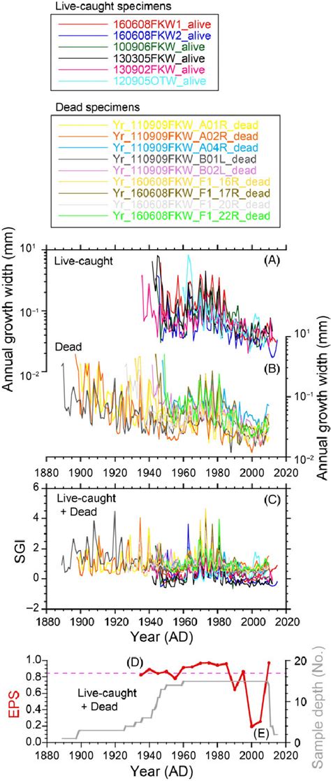 A B Variations In The Annual Growth Increment Widths Of The 6 Download Scientific Diagram