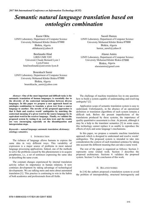 Pdf Semantic Natural Language Translation Based On Ontologies Combination