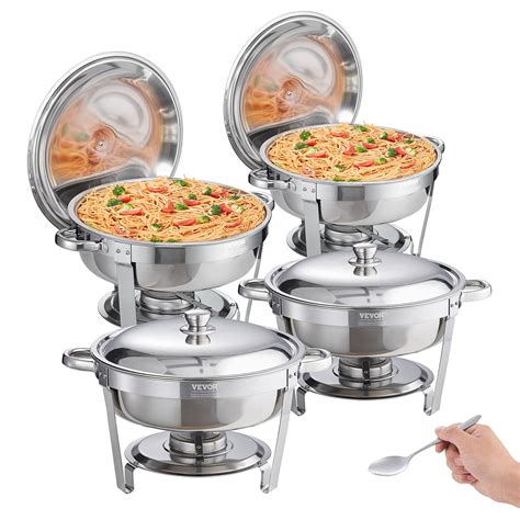 Vevor Chafing Dish Buffet Set 6 Qt 4 Pack Stainless Steel Chafer With