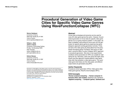 Pdf Procedural Generation Of Video Game Cities For Specific Video