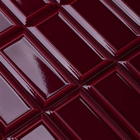 Victorian Merlot Red Ceramic Tile Cemento Collection Cemento Collection