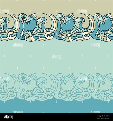 Seamless Wave Hand Drawn Pattern Abstract Background Stock Vector