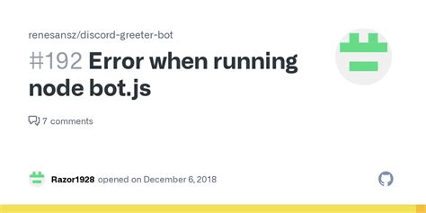 Error When Running Node Botjs · Issue 192 · Renesanszdiscord Greeter