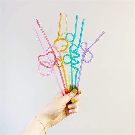 Reusable Silly Straw Colorful Straw Rainbow Colored Straw Wacky