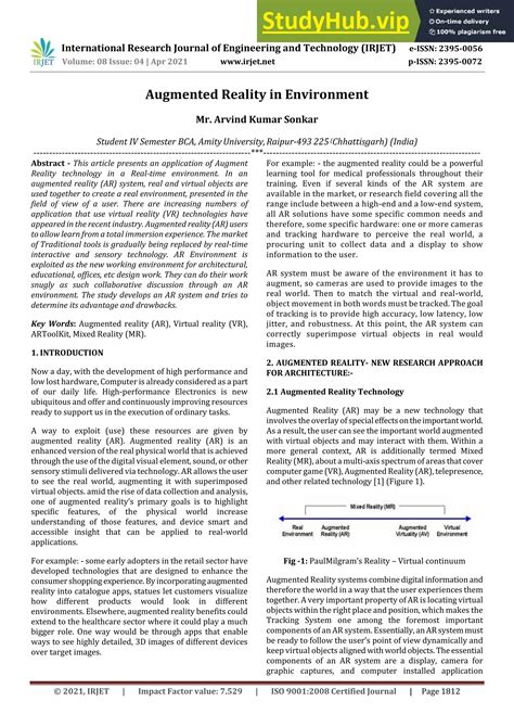 Augmented Reality In Environment Pdf