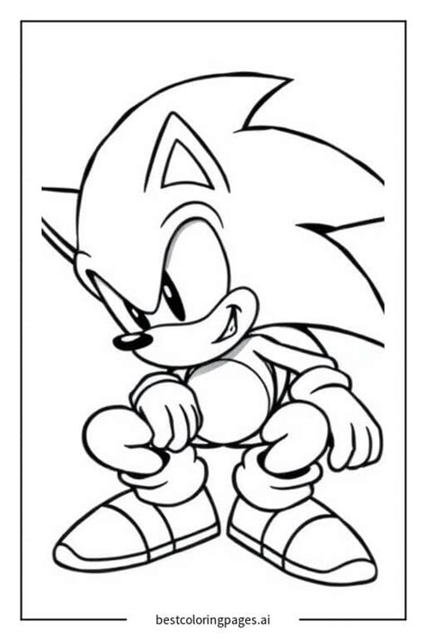 Crouching Sonic Coloring Page Free Printable Bestcoloringpages Ai